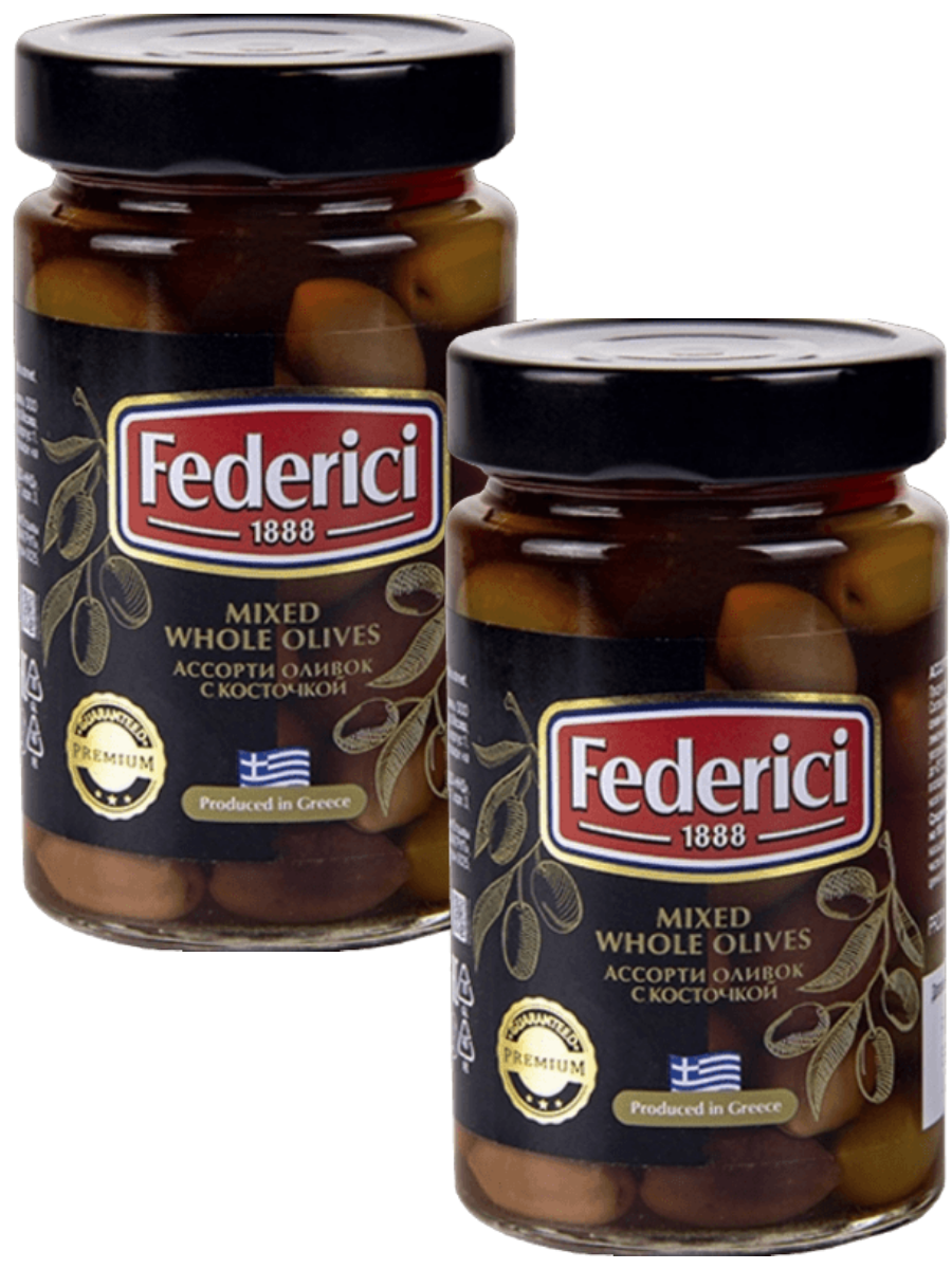 Ассорти оливок каламата без косточки Federici ст/б 300гр*2шт