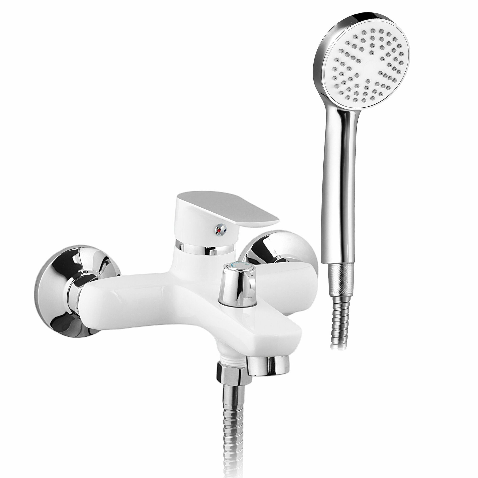 Смеситель для ванны Rainsberg, с душем, белый, латунь, 11х8х18 см