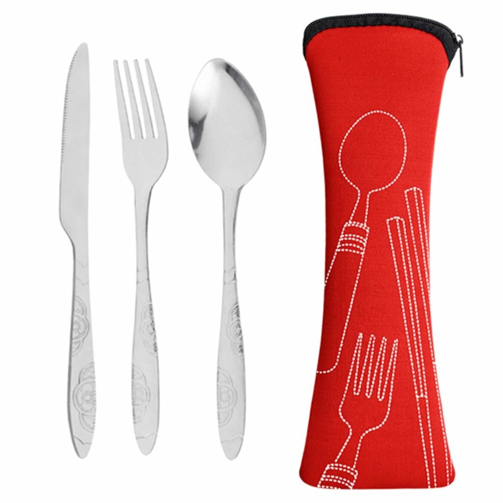 Походная посуда, Портативная посуда для пикника - половинный цветочный набор с красной сумкой, 1 комплект