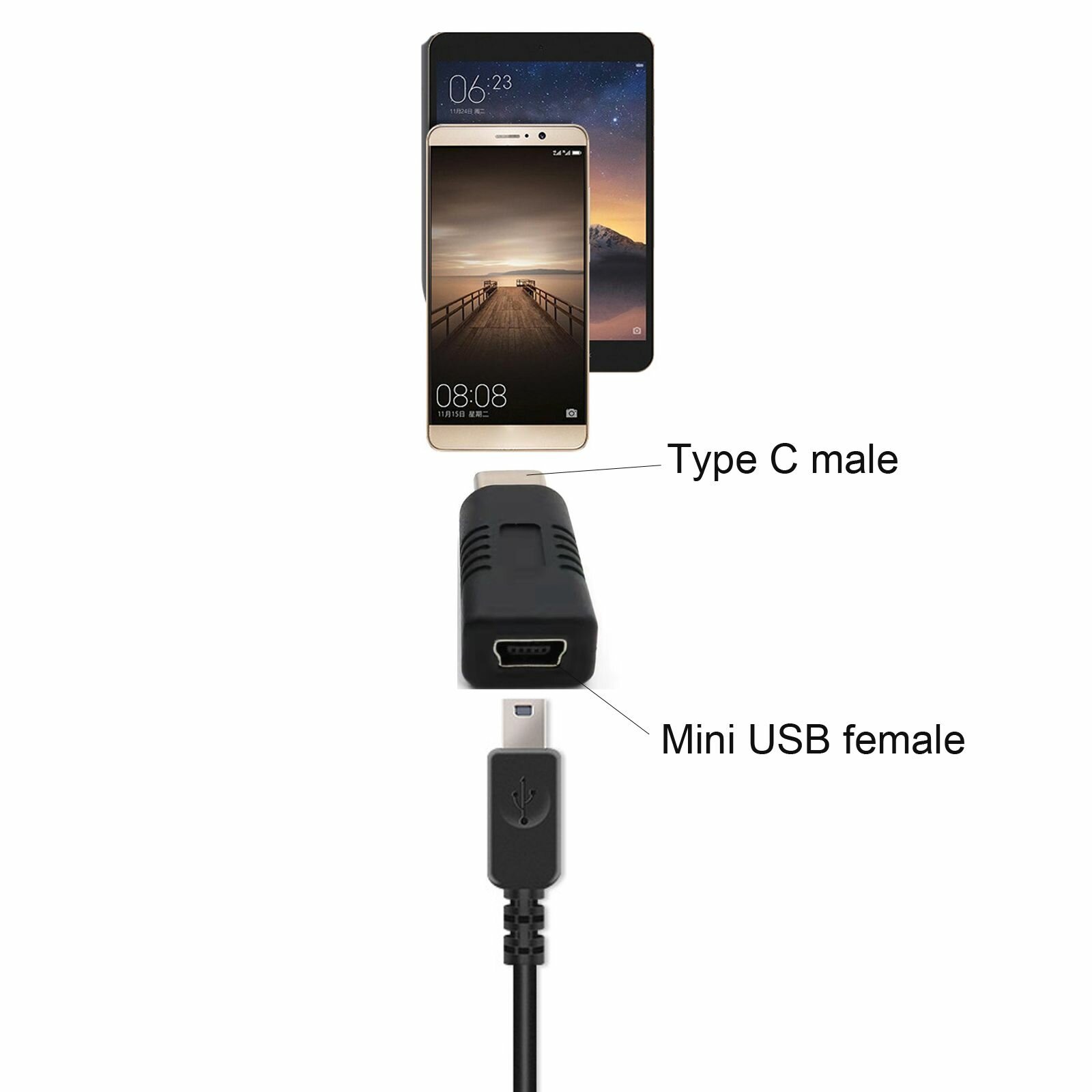 Портативный адаптер Mini USB - Type C — фото 1