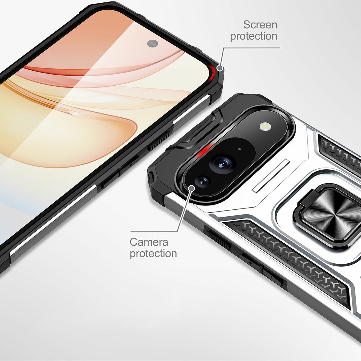 Противоударный чехол Legion Case для Google Pixel 9/Pixel 9 Pro серебряный