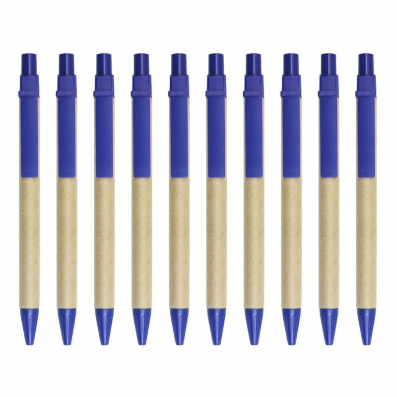 1 упаковка из 10 шариковых ручек для печати на стержнях из крафт-бумаги-синяя