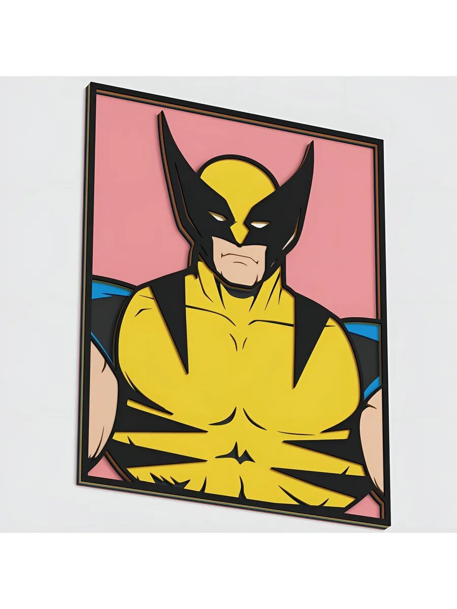 3D Картина по номерам из дерева Росомаха, 38x50 см