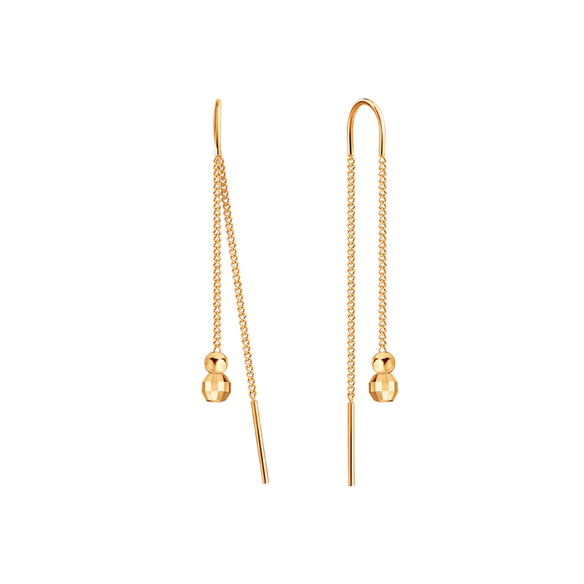 Серьги цепочки Diamant online, красное золото, 585 проба