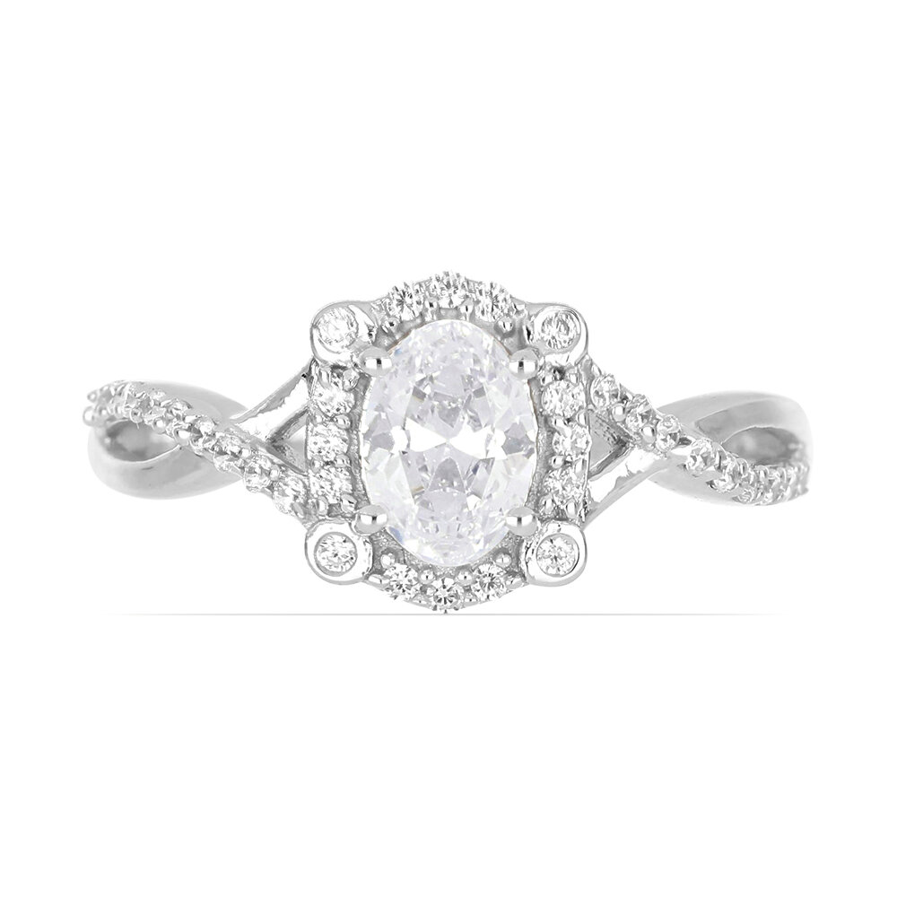 Кольцо, серебро, 925 проба, родирование, фианит