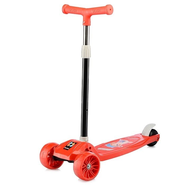 Самокат 3-х колесный Oubaoloon колеса световые PU, красный (U066845Y)