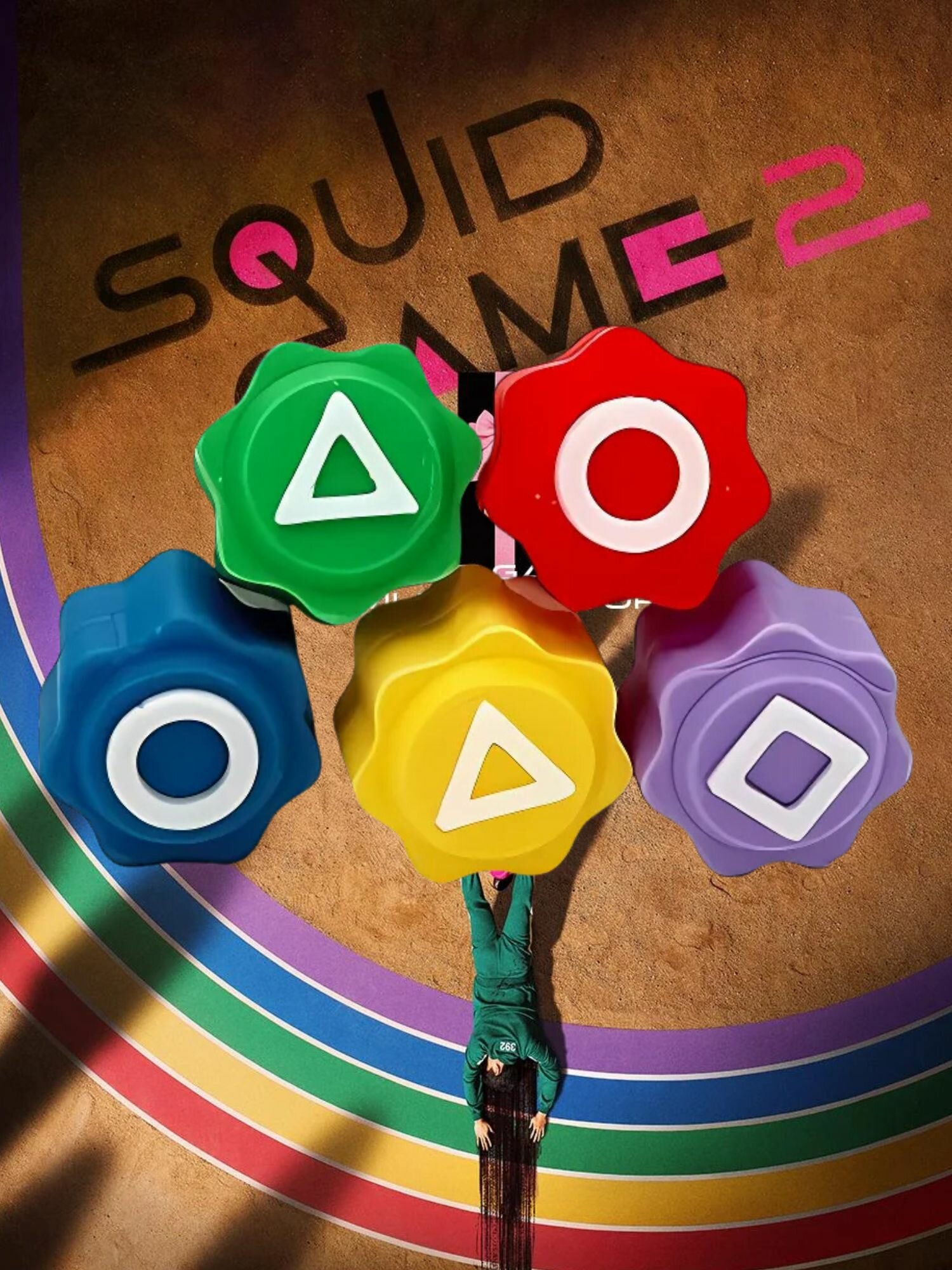 Набор из 5 камешков Гонги для игры в стиле "Игра в кальмара", 3D-печать из PLA, развивающая моторику и координацию для детей и взрослых