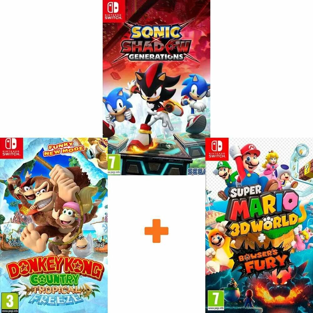 ИгроПак для Nintendo Switch: Sonic X Shadow Generations + Donkey Kong Country: Tropical Freeze + Super Mario 3D World +
