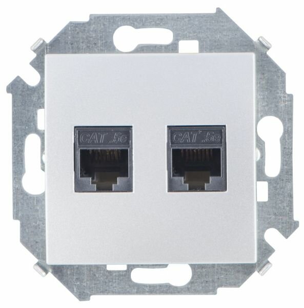 1 шт. Simon 15 Алюминий Розетка компьютерная двойная 2хRJ45 кат.5e (AMP), 1591552-033