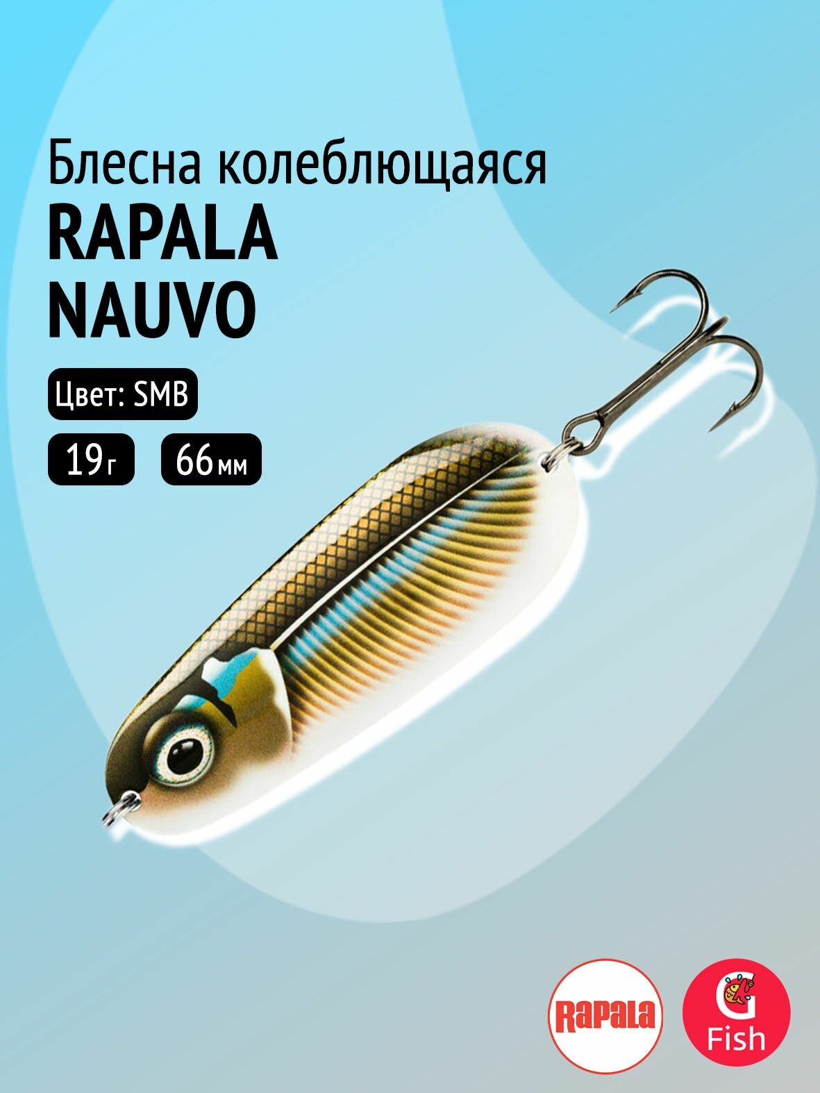 Блесна для рыбалки колеблющаяся RAPALA Nauvo 19 /SMB