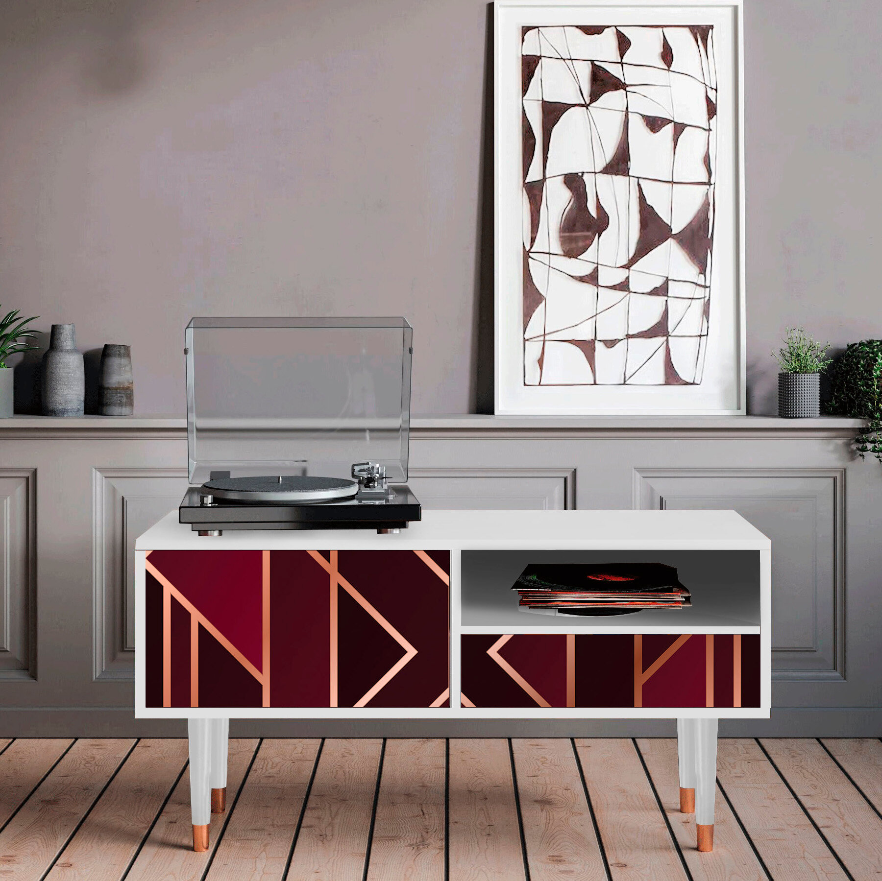 ТВ-Тумба - STORYZ - T3 Burgundy Jewelery, Размер - 115 x 59 x 48 см, Цвет корпуса - , Белый