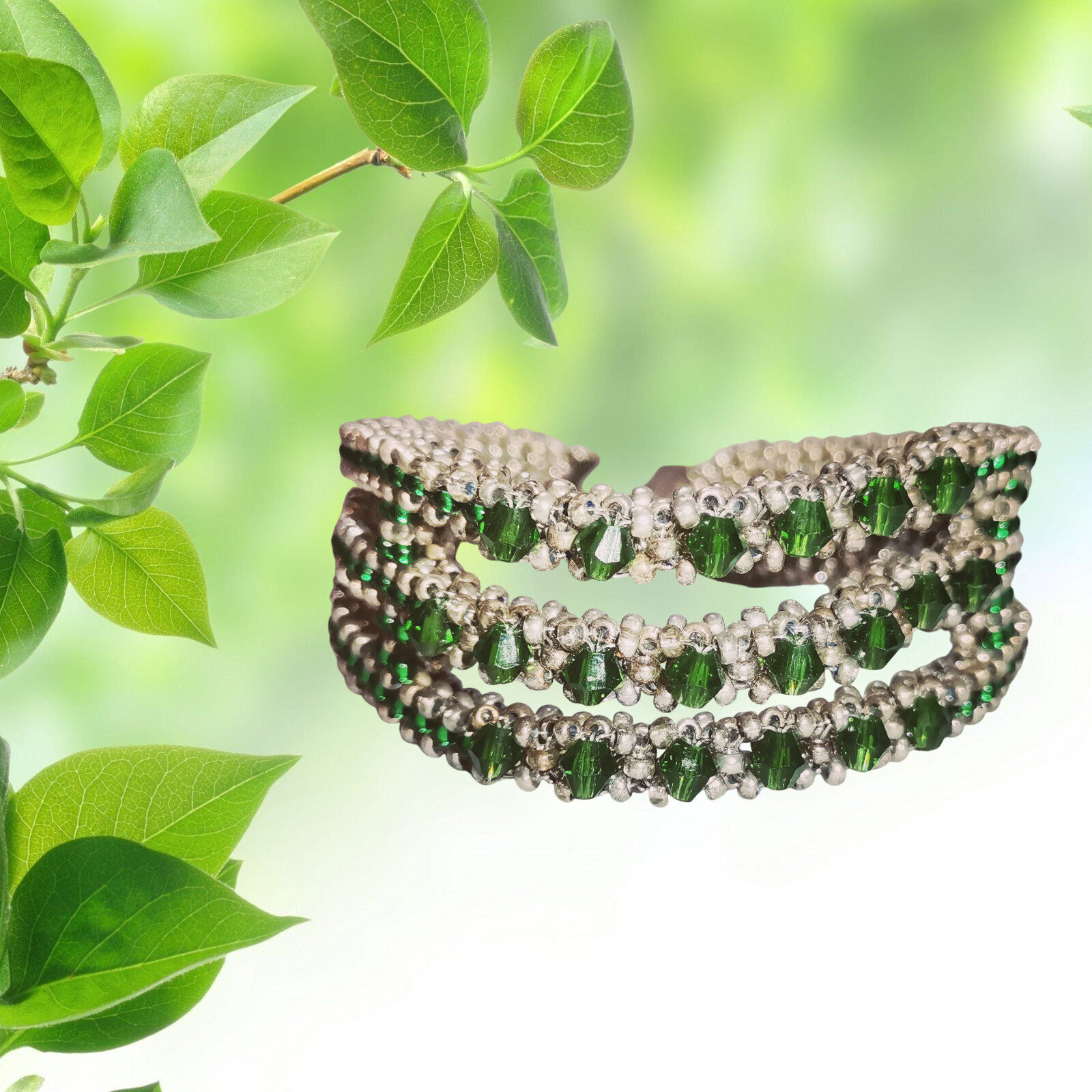 Плетеный браслет, кристалл