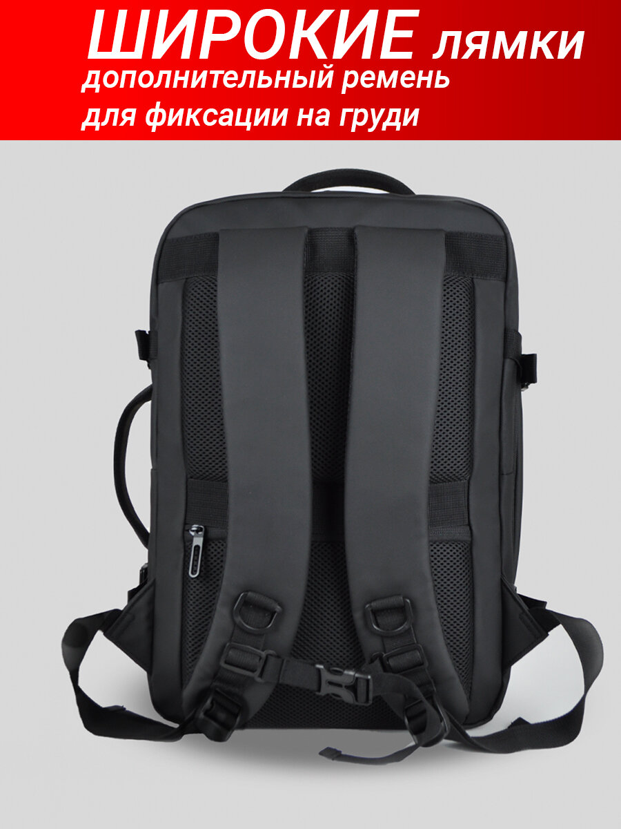 Рюкзак мужской городской для ноутбука с USB LUGGARIKA, трансформер, ручная кладь, водонепроницаемый, для командировок, для путешествий, 30 л