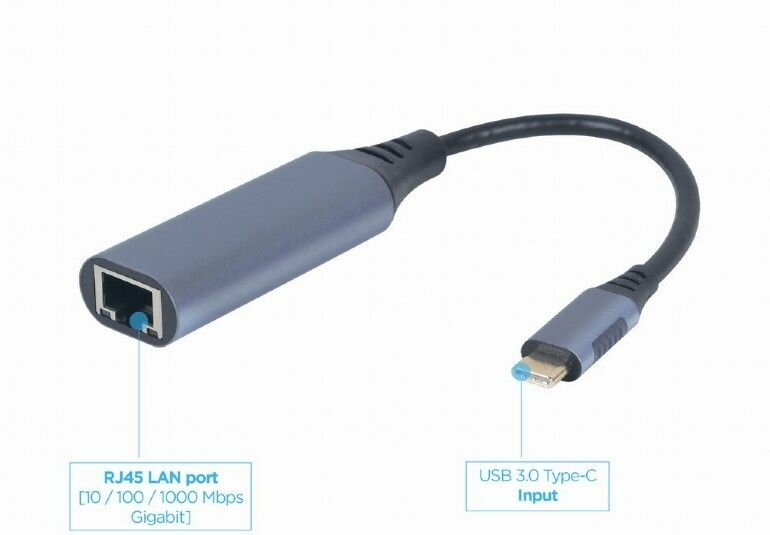 Адаптер интерфейсов Cablexpert A-USB3C-LAN-01 UCB-C в LAN — фото 1