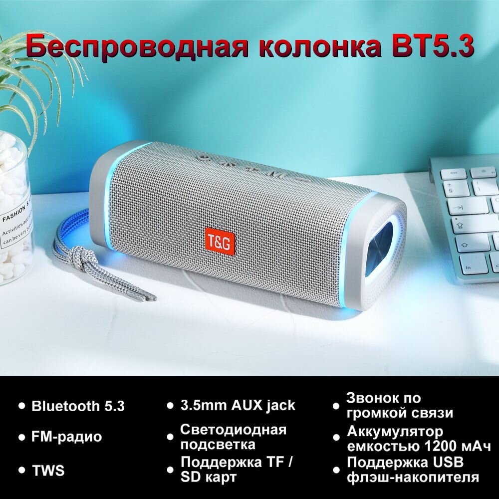 Портативная Bluetooth-колонка наружные мини-колонки TWS сабвуфер с поддержкой Bluetooth -вызова FM-радио, AUX, USB и SD-карт подключи и играй