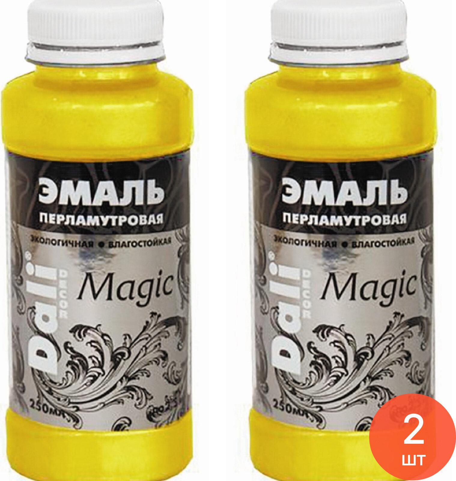 Эмаль Dali / Дали Decor Magic декоративная, перламутровая, акриловая, цвет золото, 0.25л / лакокрасочные материалы (комплект из 2 шт)