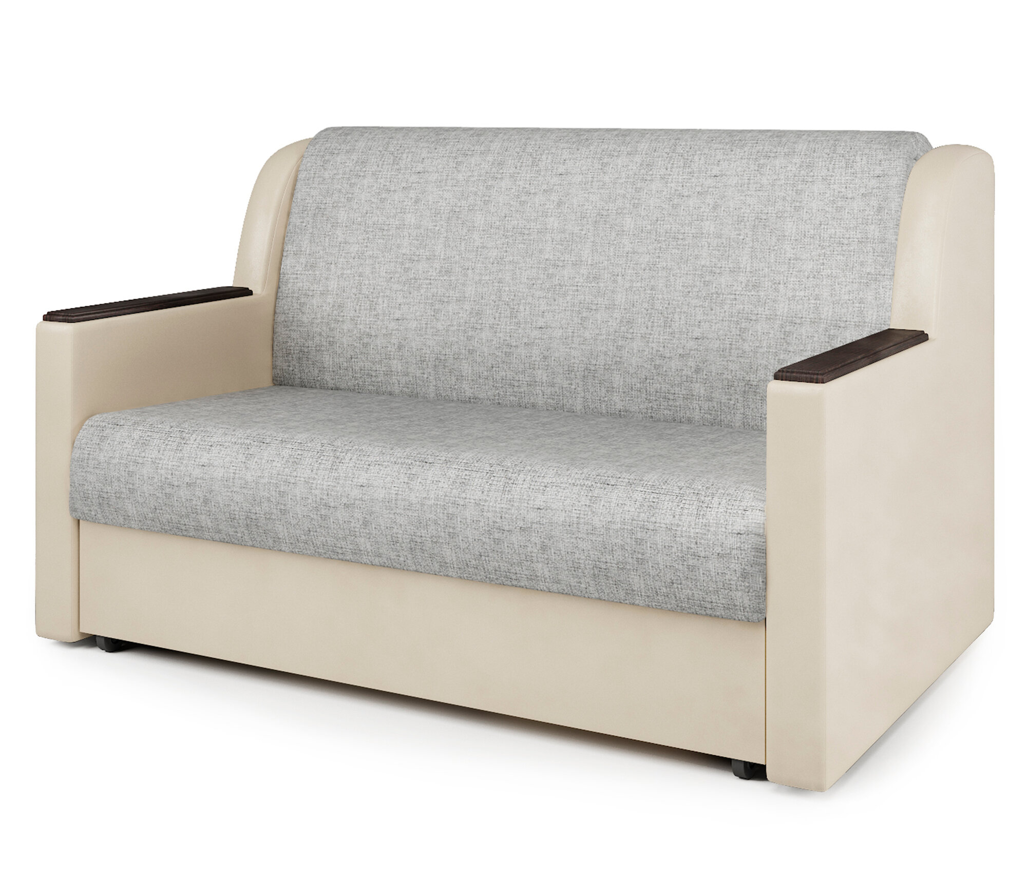 Диван-кровать Шарм-Дизайн Аккорд Д 140х194 см, диван раскладной, аккордеон, прямой, экокожа бежевый и серый шенилл