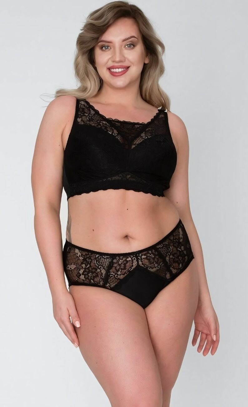 Бюстгальтер Кружевной бюстгальтер-топ +size с мягкими чашками