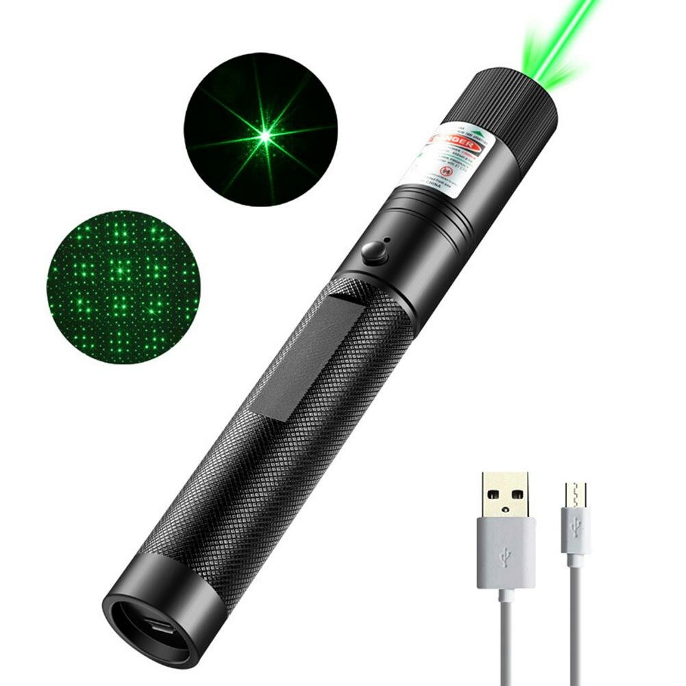 Зеленый фонарик дальнего действия с зарядкой через USB, зеленый фонарик для стрельбы, зеленый направляющий фонарик для ночной работы на открытом воздухе