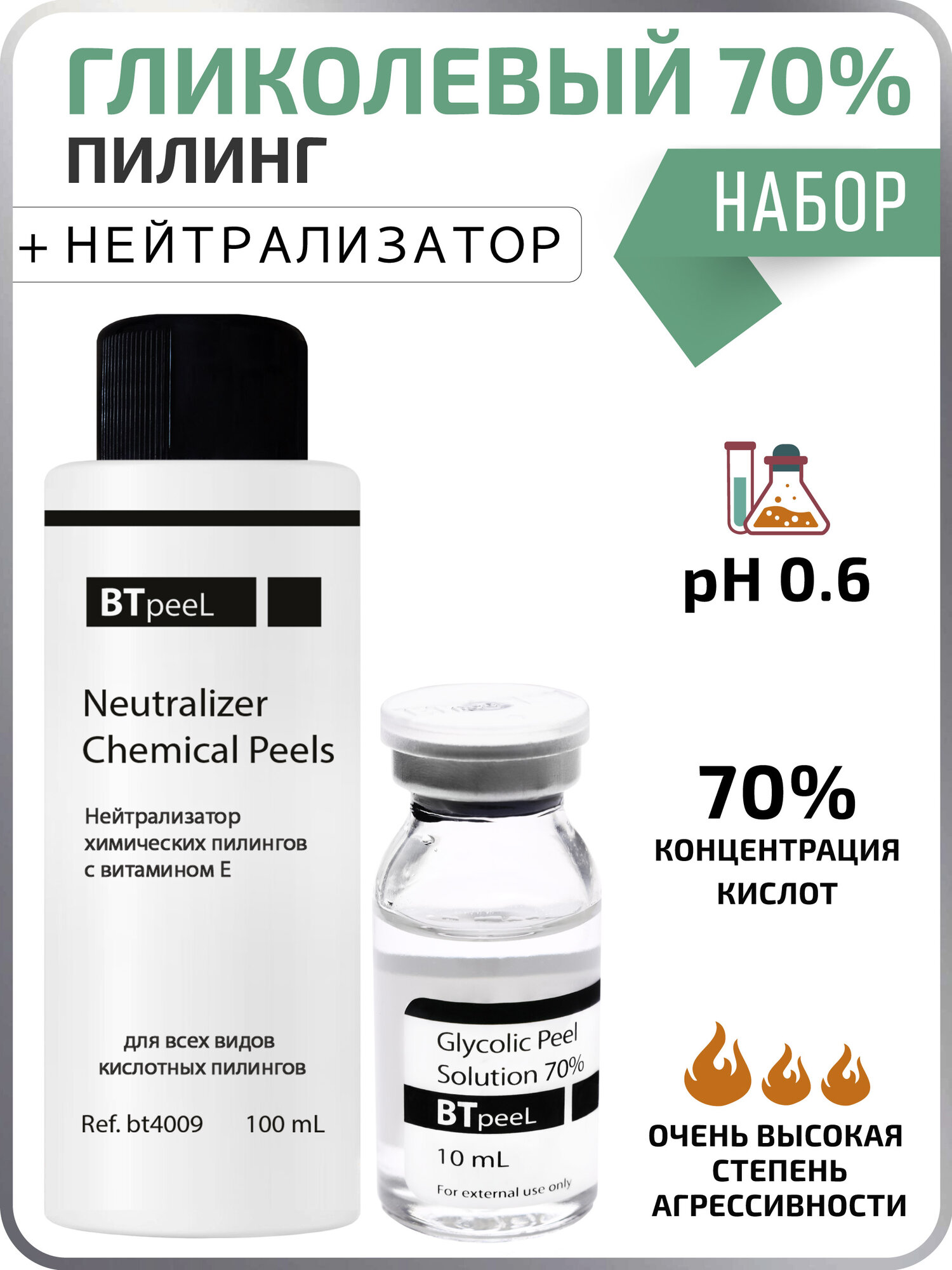 Гликолевый пилинг 70% + Нейтрализатор BTpeeL