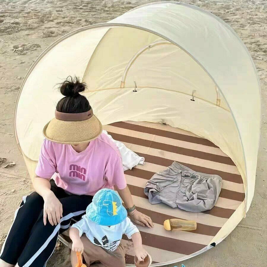 Пляжный зонт "Комфорт", складной, бежевый, диаметр купола 150 см