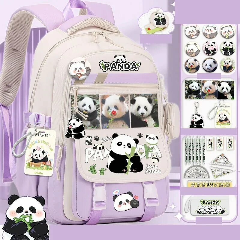Детский студенческий рюкзак с изображением гигантской панды большой вместимости/защита позвоночника/полный учебный набор YK