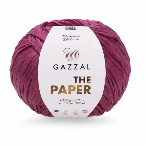 Пряжа Gazzal The Paper (1 моток) 3964 тёмная фуксия (100г/100м)