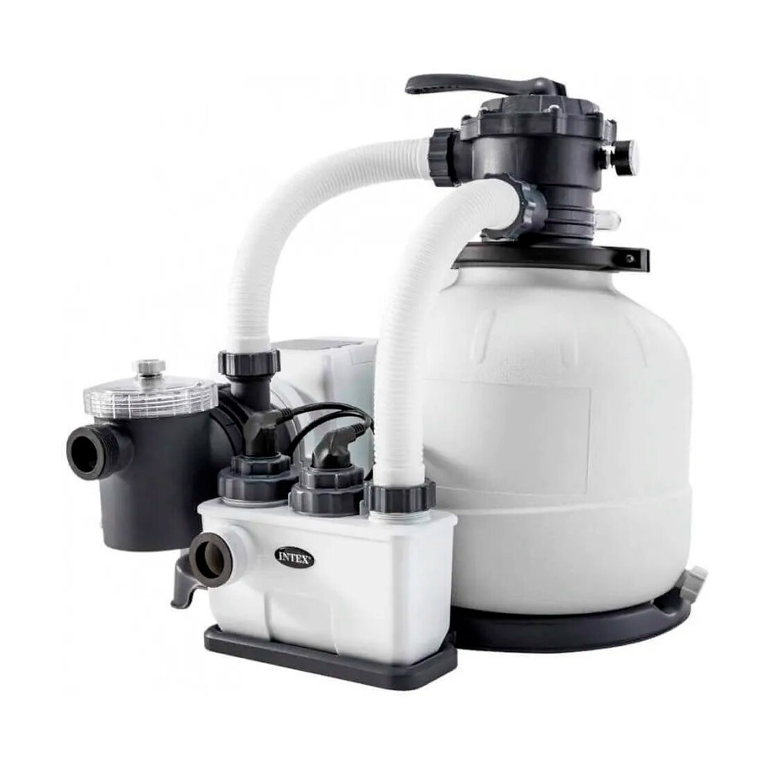 Хлоргенератор для бассейна Intex 26676 (система морской воды) с песочным фильтр-насосом 6000л/ч, бело-черный