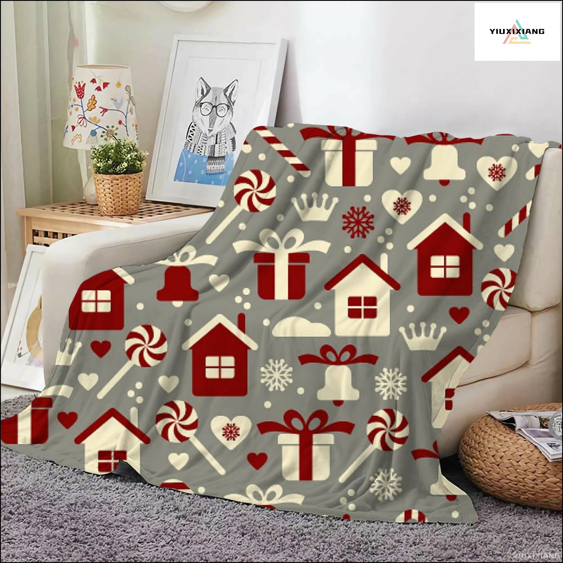 Эксклюзивное красное одеяло 180x230 см Рождественская елка