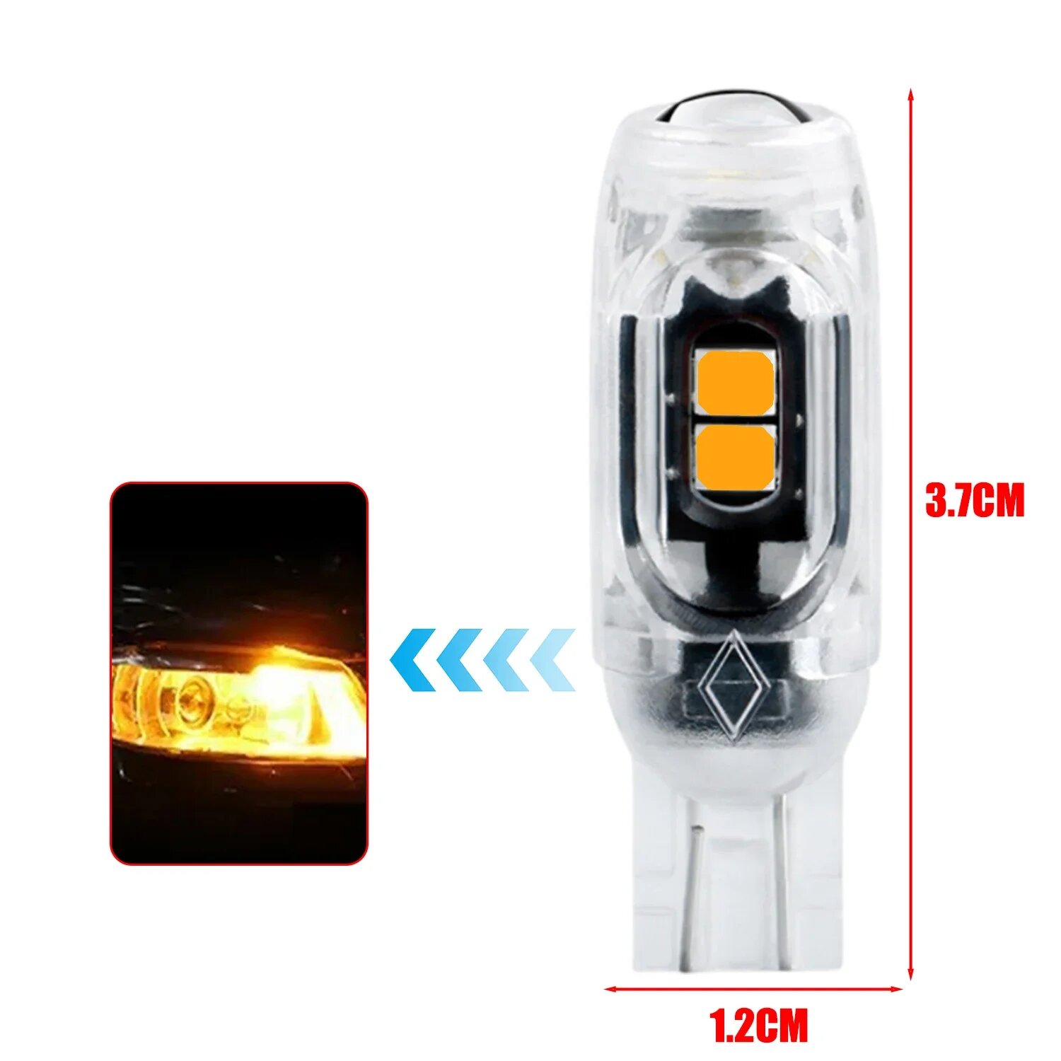 T10 Автомобильный стробоскоп 3030 5SMD Высокая яркость Мотоциклетный Yellow Strobe Light, 1pcs