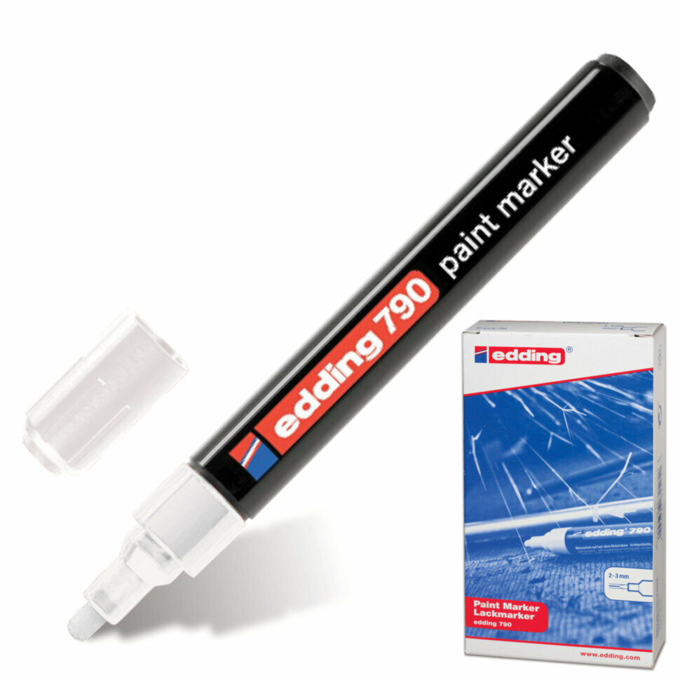 Маркер-краска лаковый EDDING "790", 2-4 мм, белый, круглый наконечник, пластиковый корпус, E-790/49, 150591