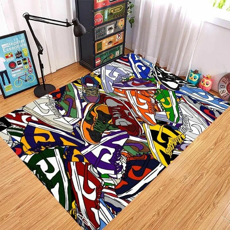 Ковер безворсовый "Любимые кроссовки Air Jordan моей бабушки." 60x90см.