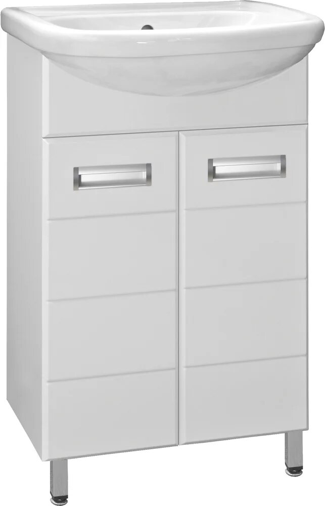 Тумба под раковину без столешницы Style Line Ирис 55 напольная, белая, глянцевая, из МДФ, тумба для ванной, с дверками, с доводчиками