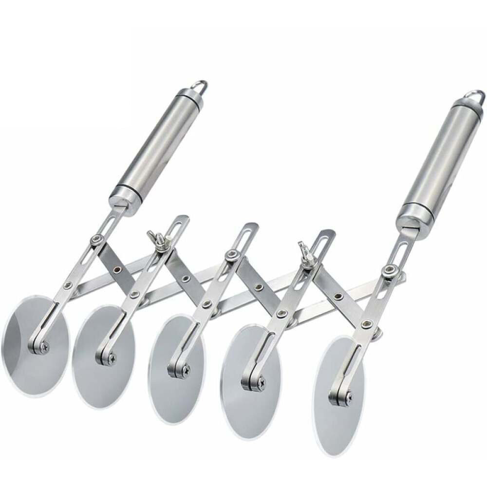 Нож для пиццы из нержавеющей стали с 5 роликами, многофункциональный круглый нож для теста, роликовый нож для печенья, разделитель с ручкой