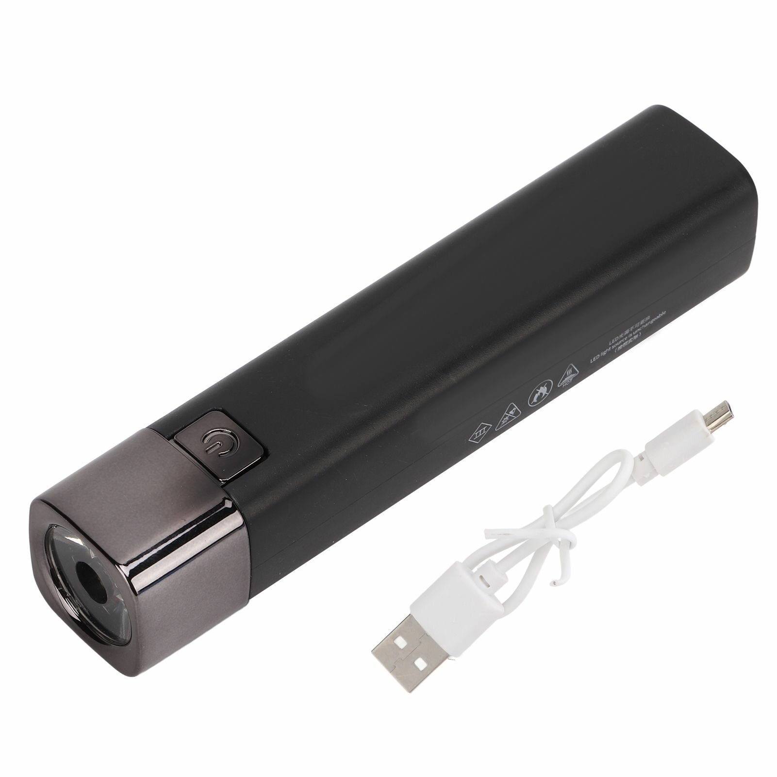 Перезаряжаемый сверхяркий фонарик Mini USB с функцией Power Bank для приключений на открытом воздухеЧерный