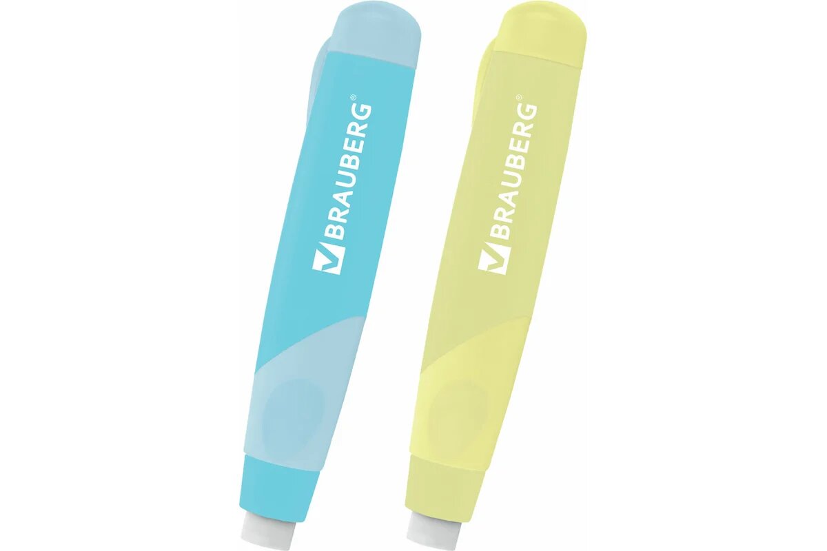 BRAUBERG REWIND выдвижные ластики 2 шт 114x20x20 мм пастельные цвета корпуса блистер