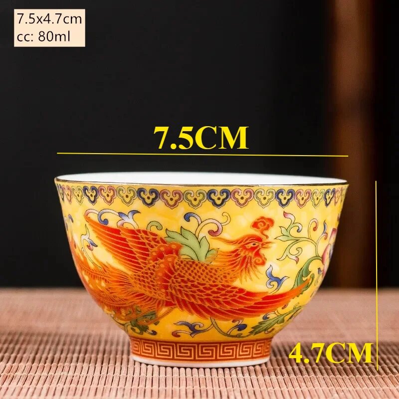 Керамический гайвань JINGDE TEA SET с рисунком дракона и феникса, C2