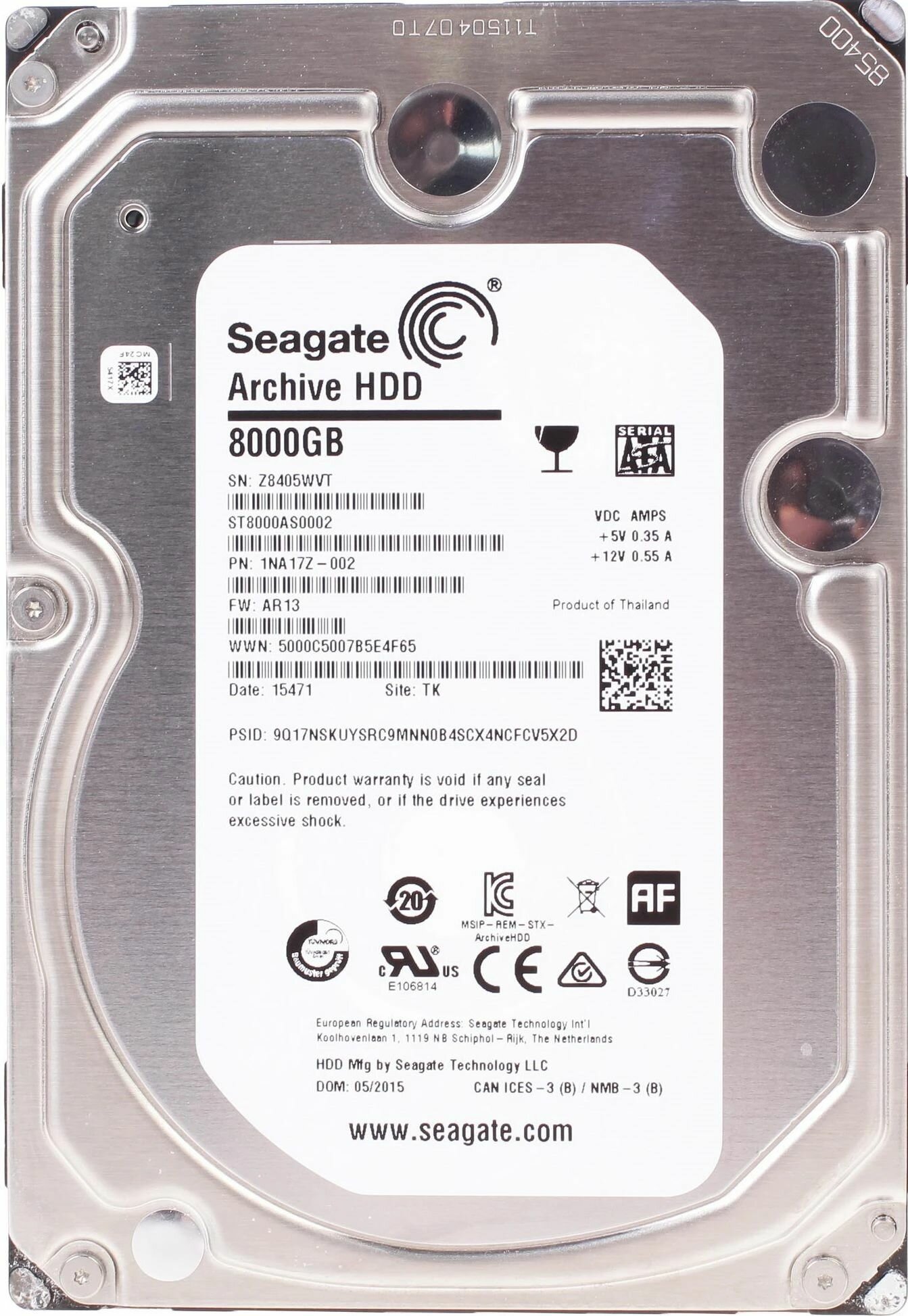 3.5" жесткий диск Seagate Archive HDD (ST8000AS0002) 8ТБ, 5900Об/мин, 128МБ