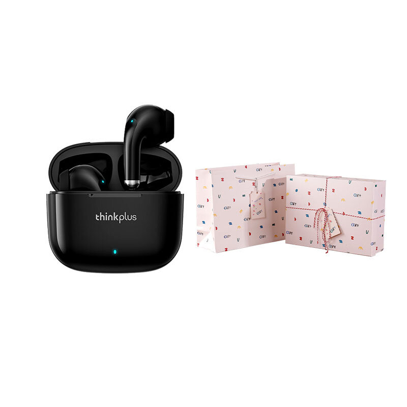 Беспроводные наушники-вкладыши Lenovo черные, gift box set, качественный звук, удобные для длительного использования