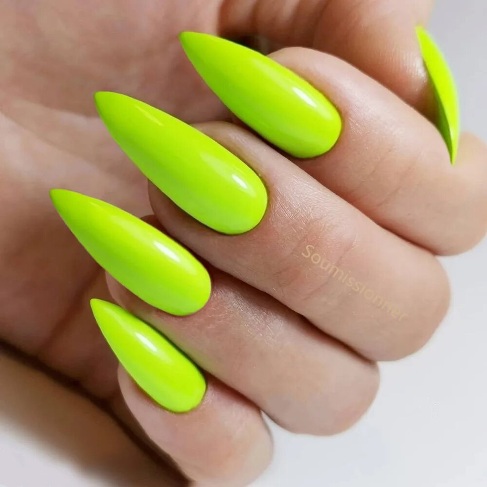 Зелено-желтые акриловые накладные ногти Y2K 2 комплекта DC076