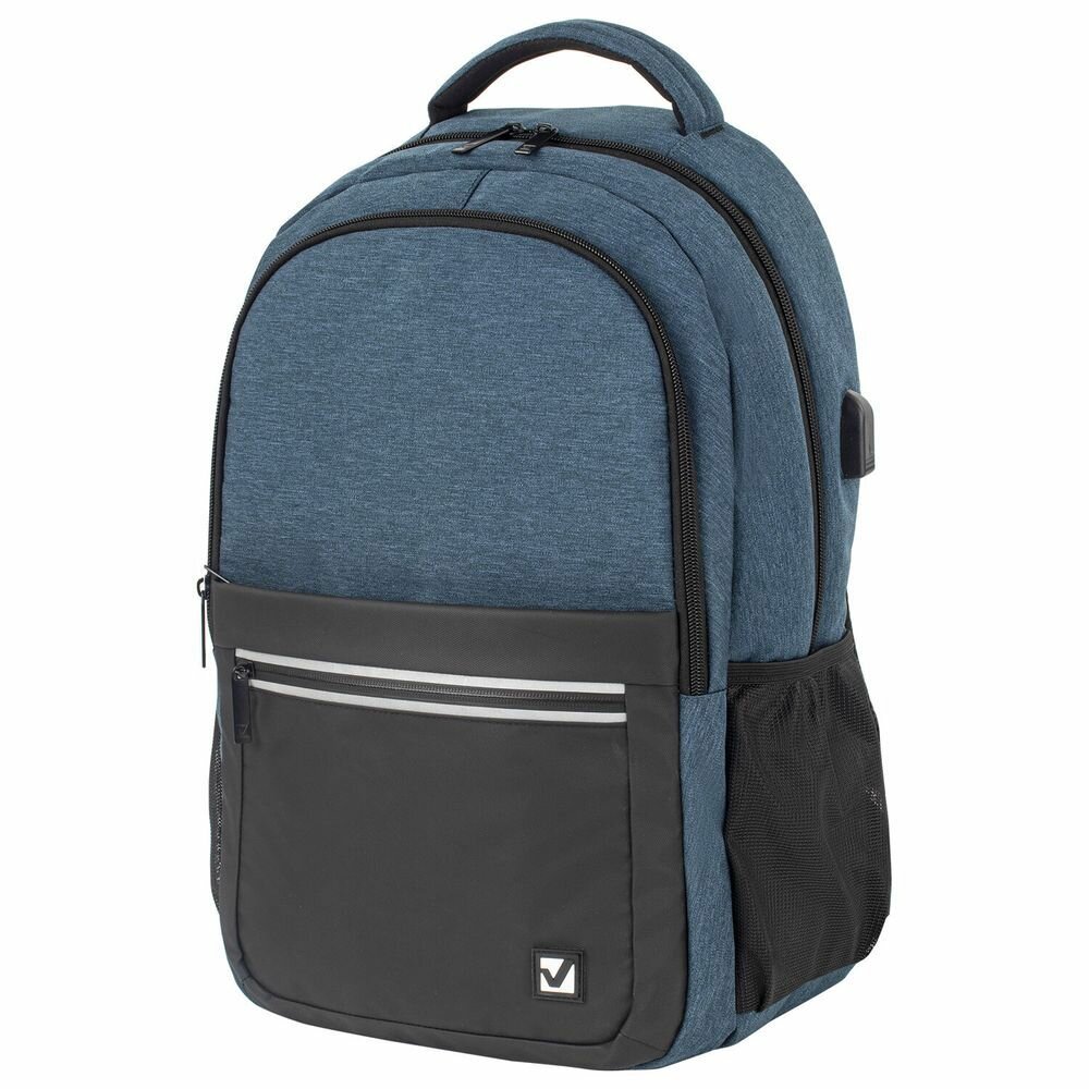 Рюкзак BRAUBERG URBAN универсальный, с отделением для ноутбука, USB-порт, "Denver", синий, 46х30х16 см