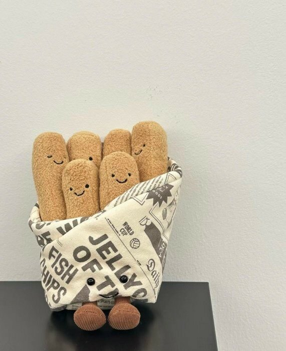 Plush toy cute smiling expression french fries for kids room decor
