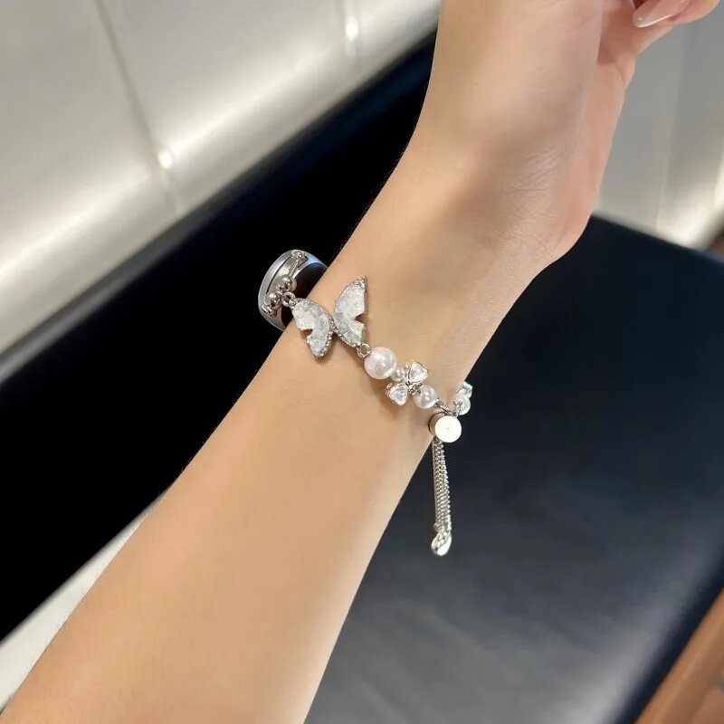 Подходит для жемчужного ремешка цвета бабочки Xiaomi Mi 9, 8, 7, 6, 5, металлические браслеты Mi Band 8 Pro, браслет, женские аксессуары для умных часов