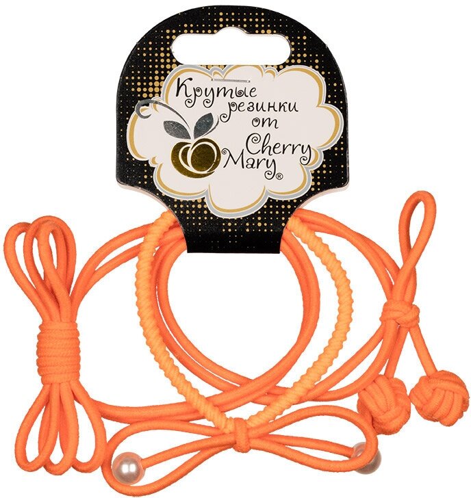 CHERRY MARY V/R6024 Набор резинок для волос 3 шт №04 оранжевый без металла мягкий