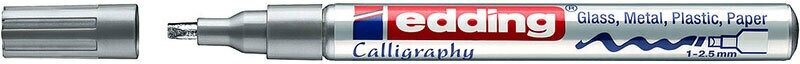 Маркер глянцевый лаковый edding 753, каллиграфический наконечник, 1-2.5 мм Серебристый