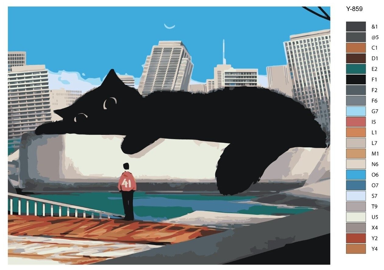 Картина по номерам Y-859 "Чёрный кот" 40х50