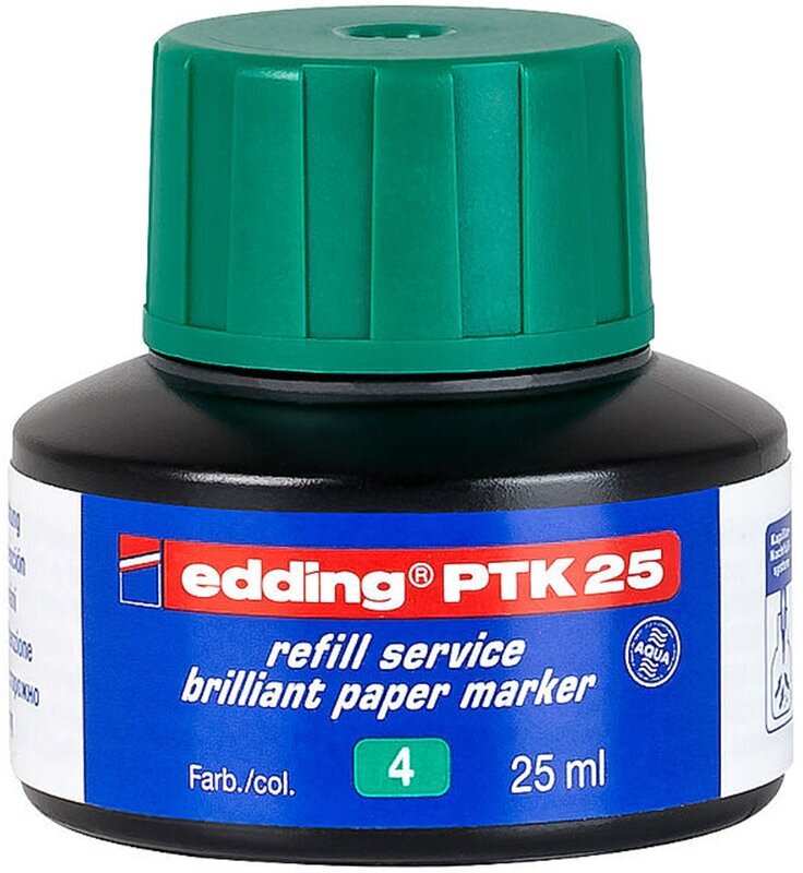 Чернила edding PTK25, для заправки, пигментные, капиллярная система, 25 мл Зеленый