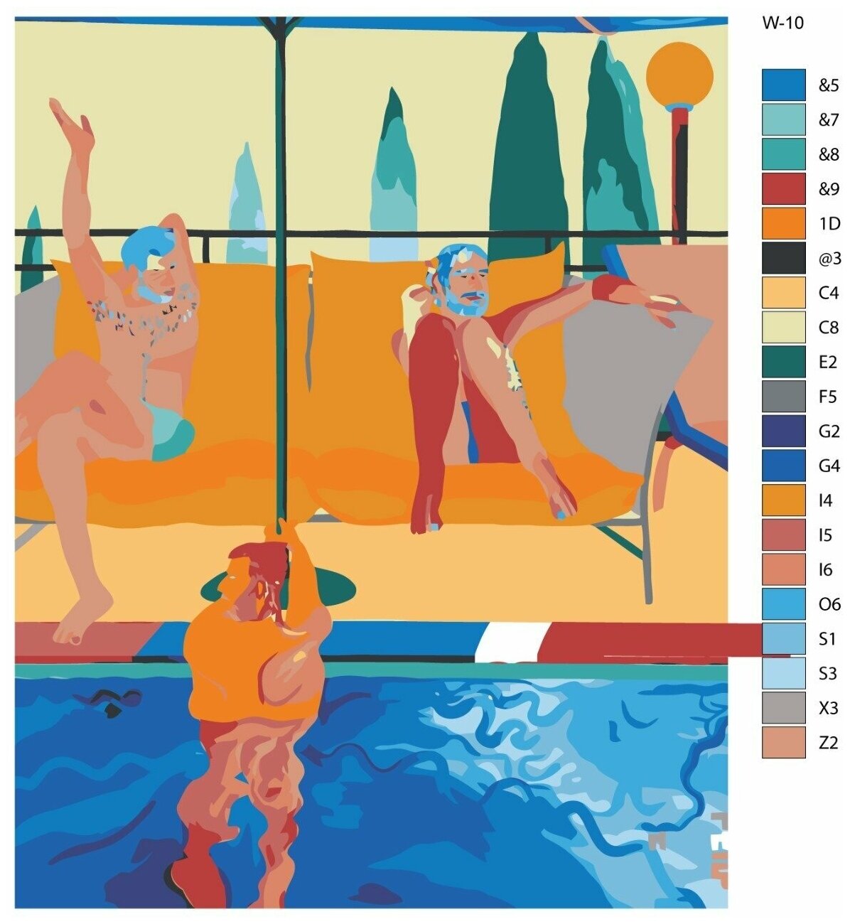 Картина по номерам W-10 "Отдых в бассейне" 40х50