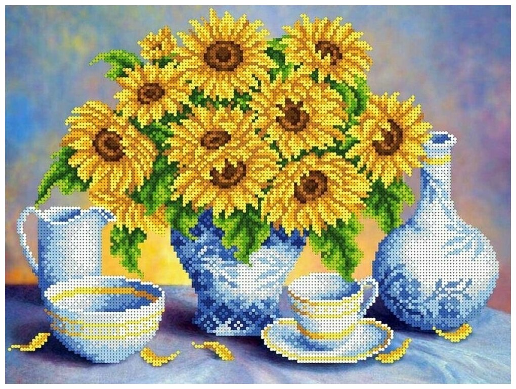Рисунок на ткани Каролинка "Натюрморт с подсолнухами", 36x27,2 см