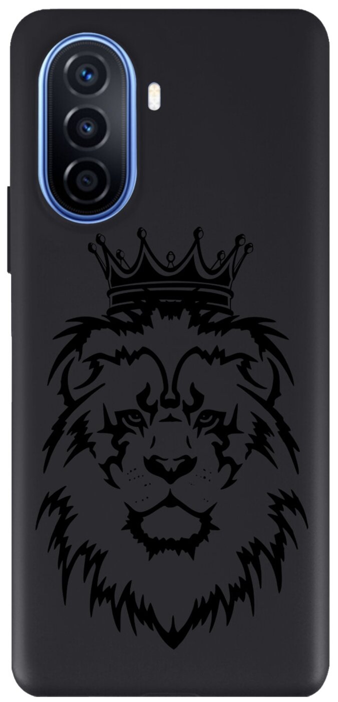 Черный силиконовый чехол MustHaveCase для Huawei Nova Y70/Y70 Plus Лев для Хуавей Нова Y70/Y70 Плюс